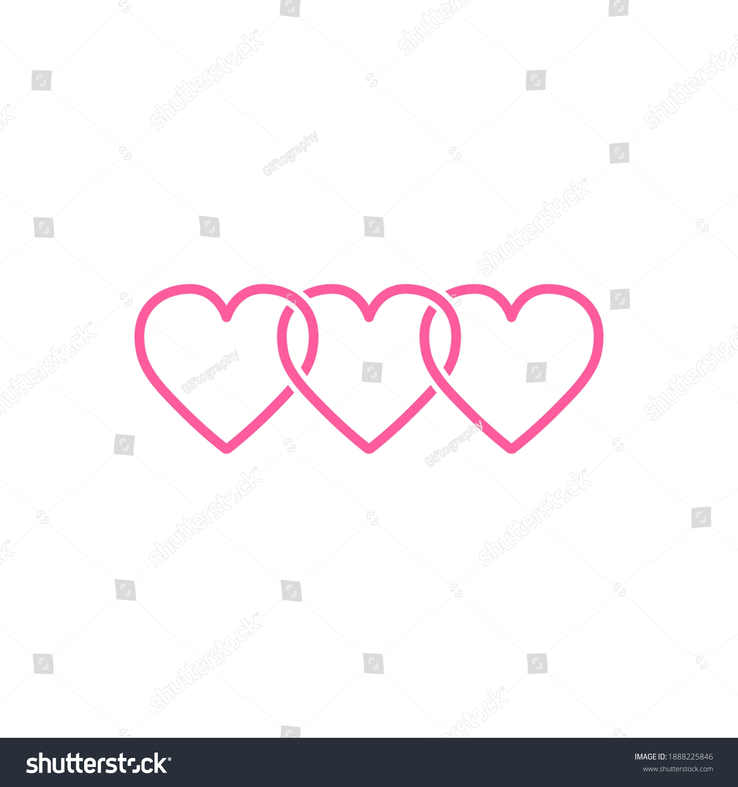 Three Hearts Initial Logo Modern Typography Stock Vector (Royalty Free ...