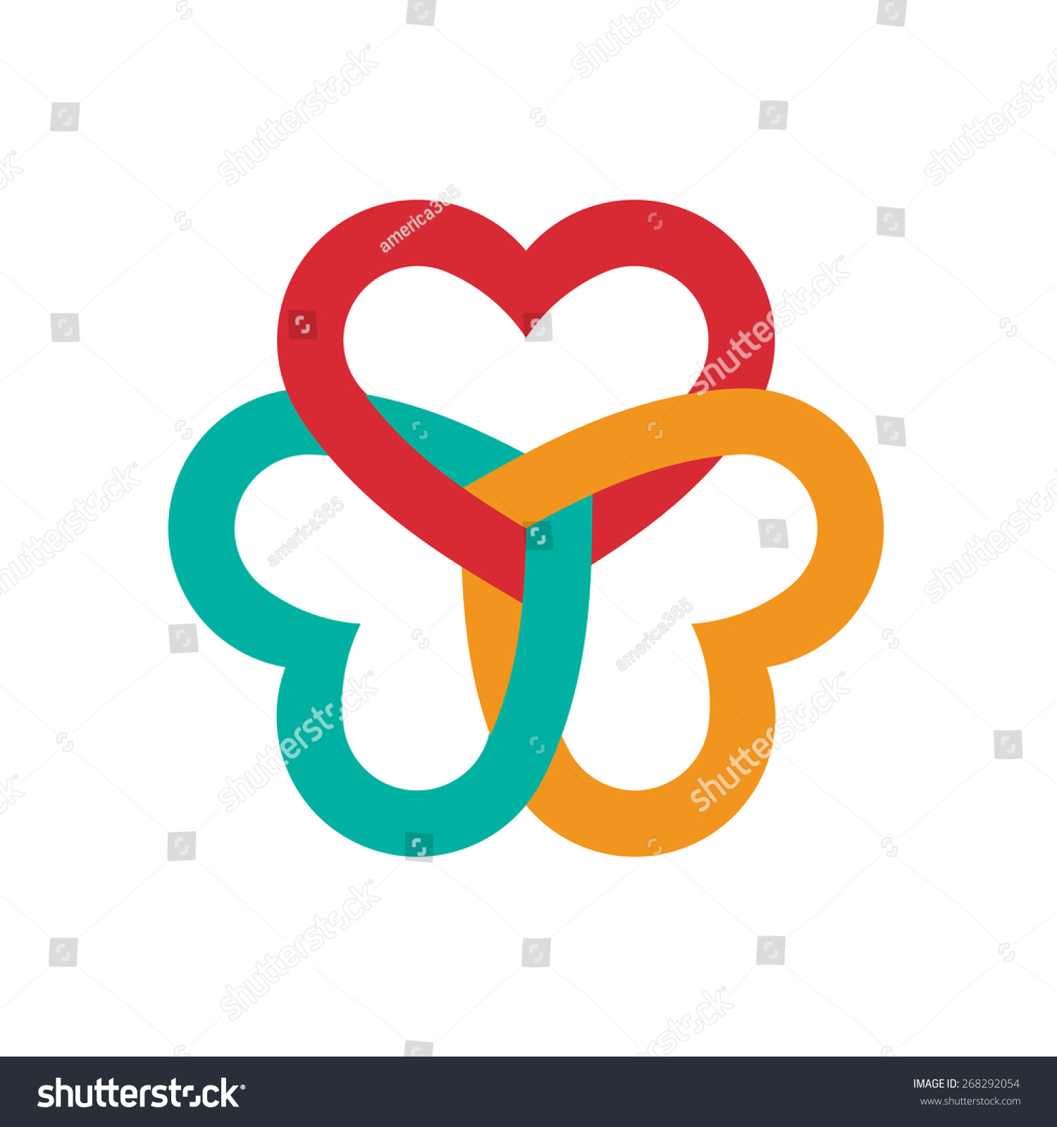 Tres corazones entrelazados: vector de stock (libre de regalías ...