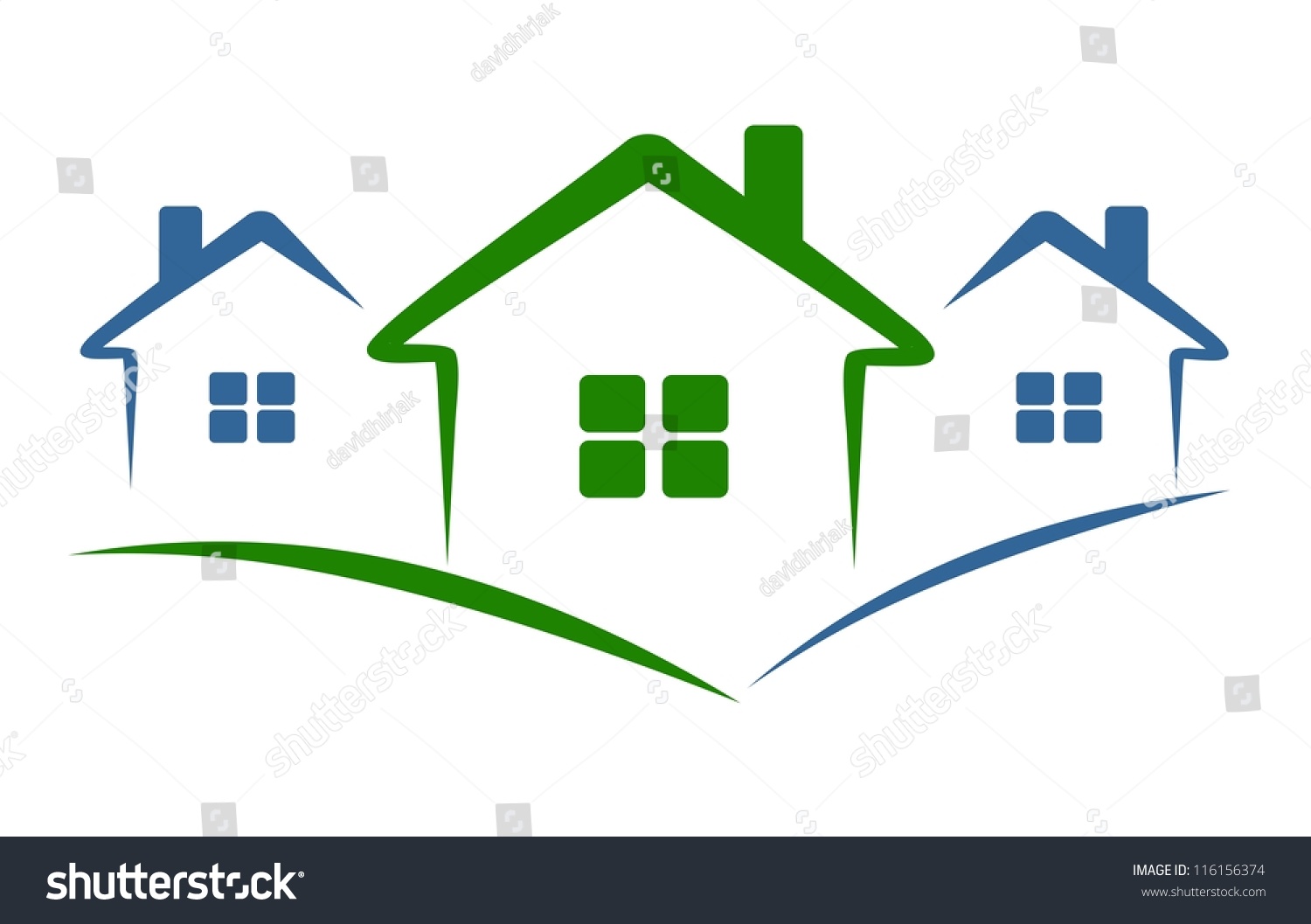 Three Houses Stock Vector (Royalty Free) 116156374 | Shutterstock