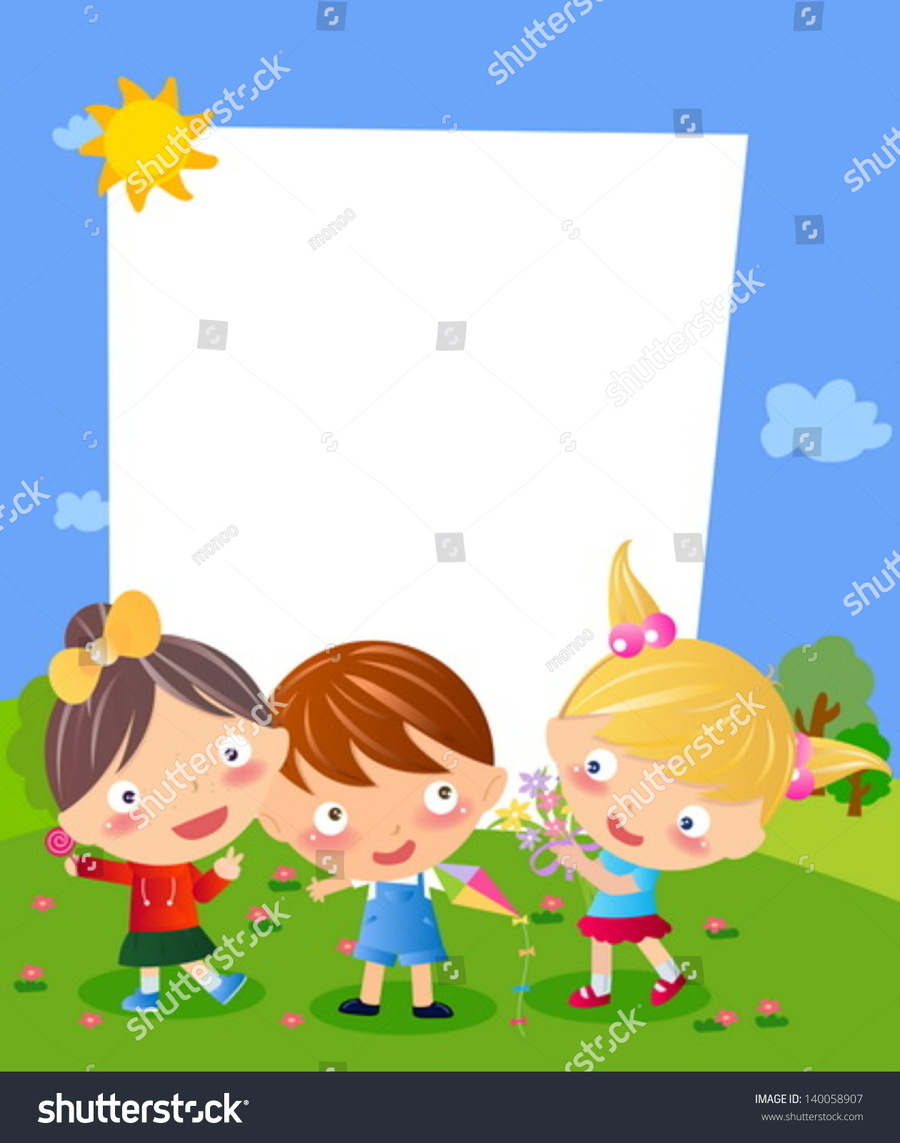 Three Kids Frame: vector de stock (libre de regalías) 140058907 ...