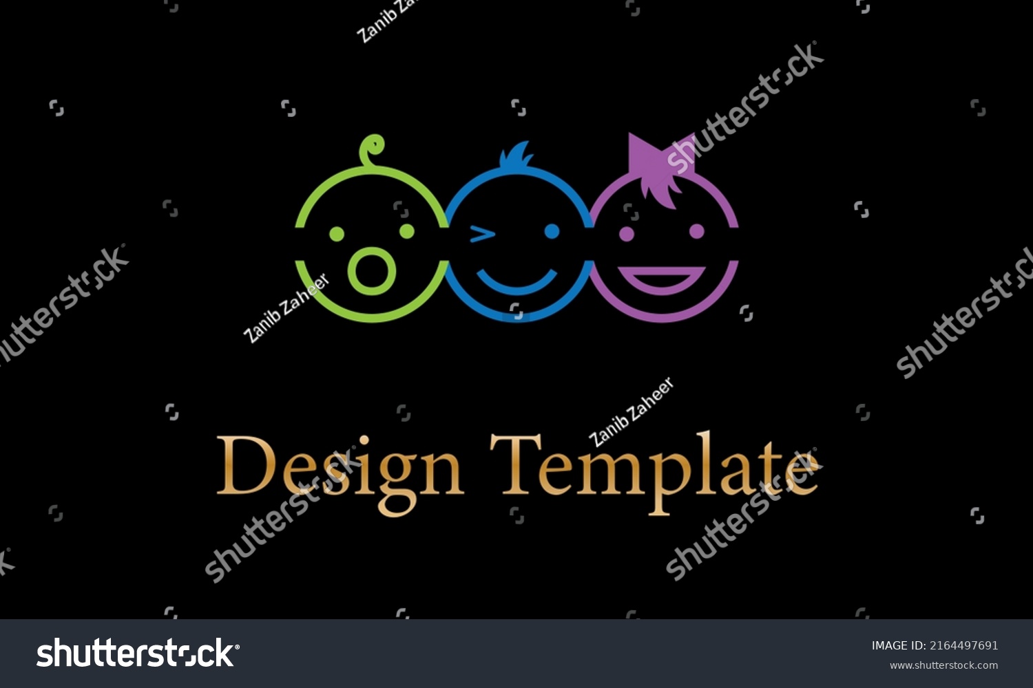 Three Kids Icon Vector Monogram Logo Stock Vector (Royalty Free ...