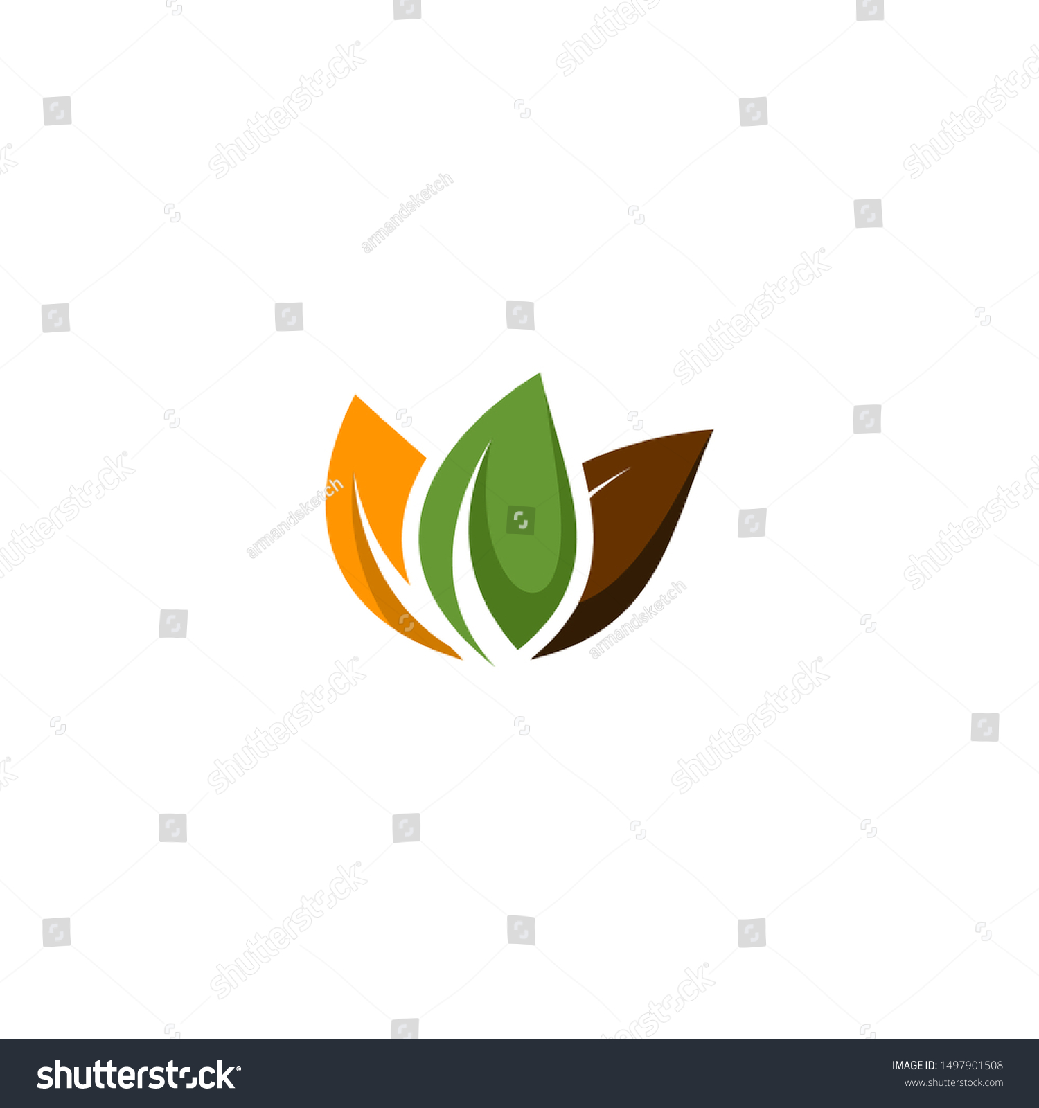 Three Leaf Logo Design Green Leaf Stock Vector (Royalty Free ...