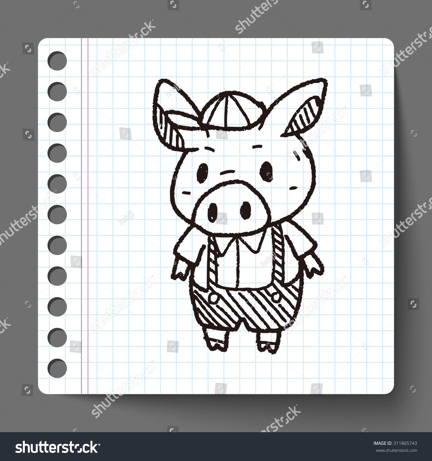 Vektor Stok Three Little Pigs Doodle (Tanpa Royalti) 311865743 ...