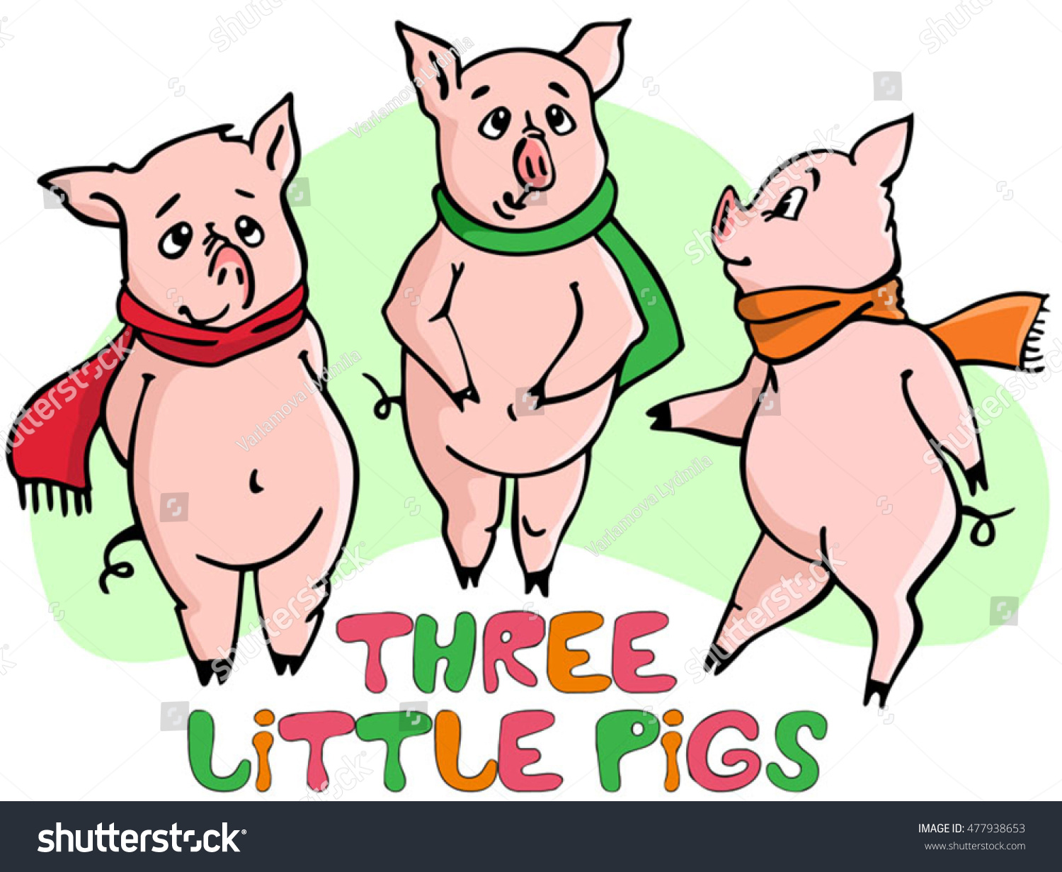 Three Little Pigs Vector Illustration: vector de stock (libre de ...