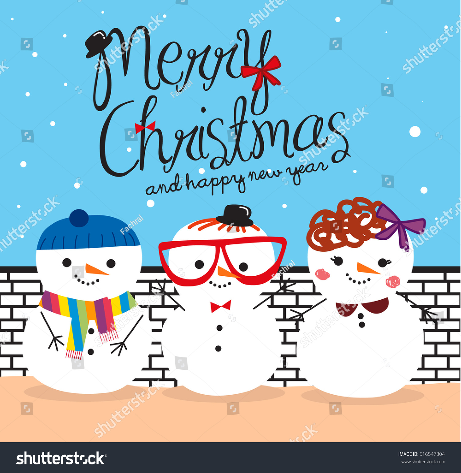 Three Little Snowmen Vector Stock Vector (Royalty Free) 516547804 ...