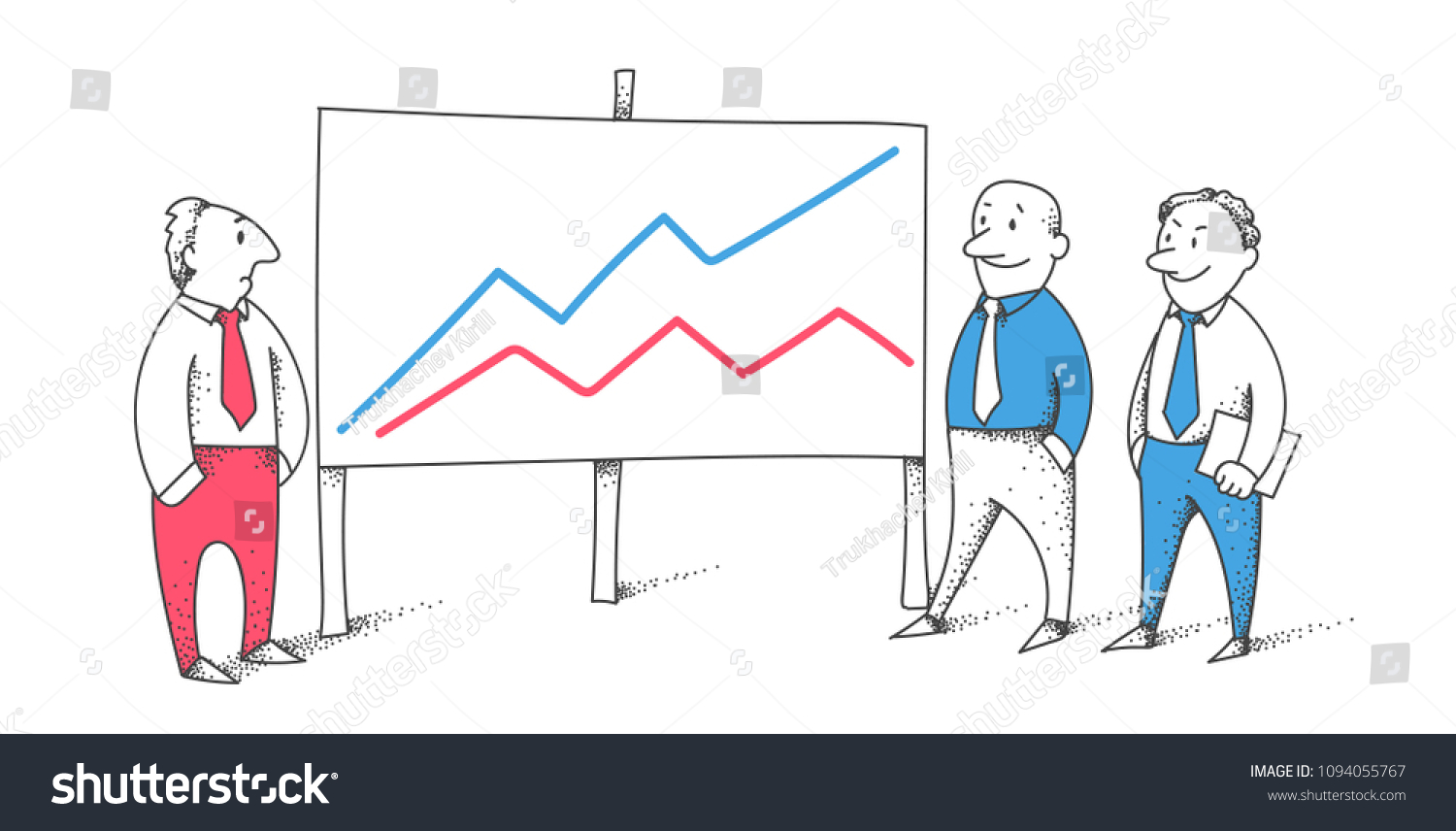 Three Men Look Chart Stock Vector (Royalty Free) 1094055767 | Shutterstock