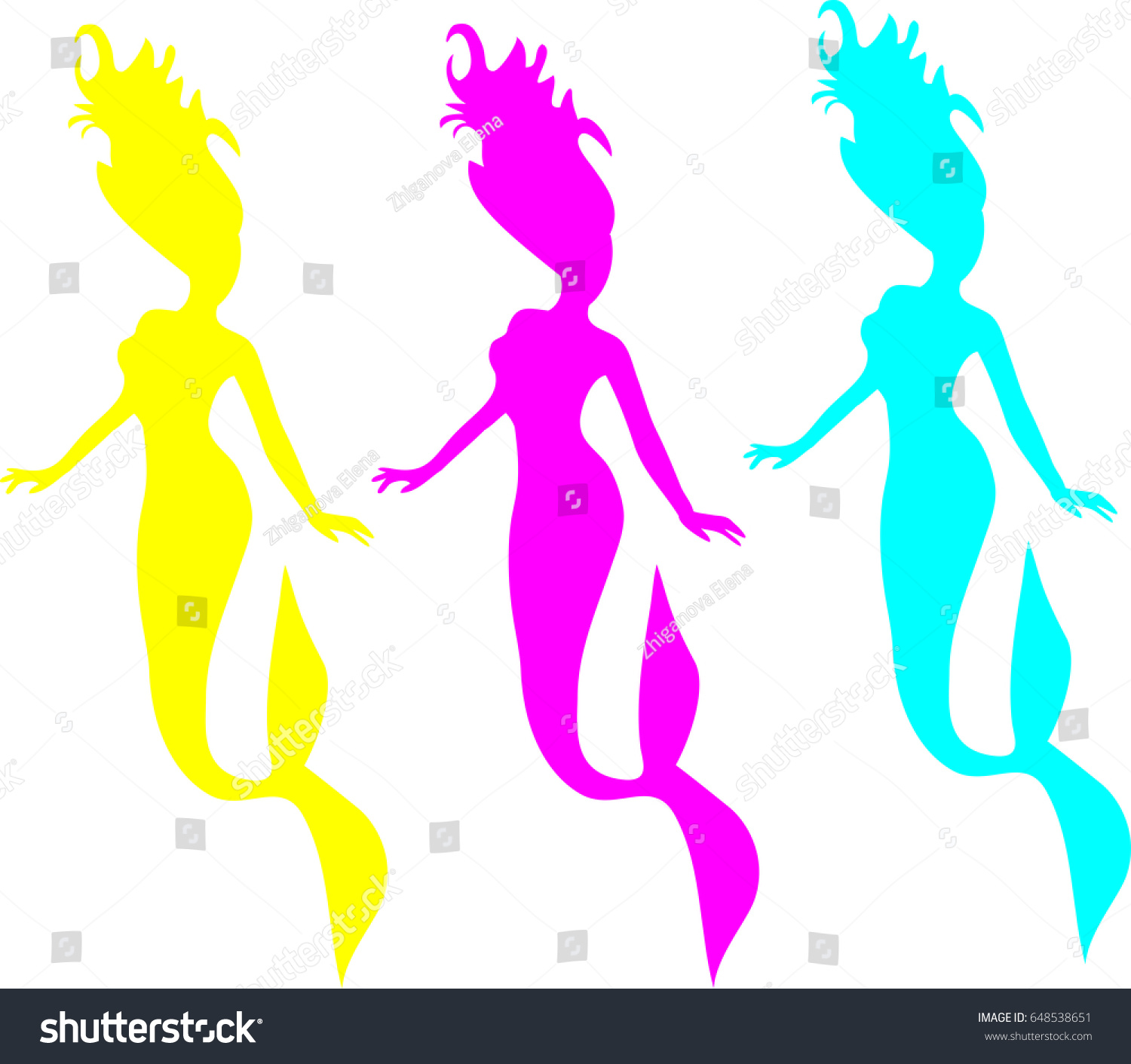 Three Mermaids Vector Illustration: vector de stock (libre de regalías ...