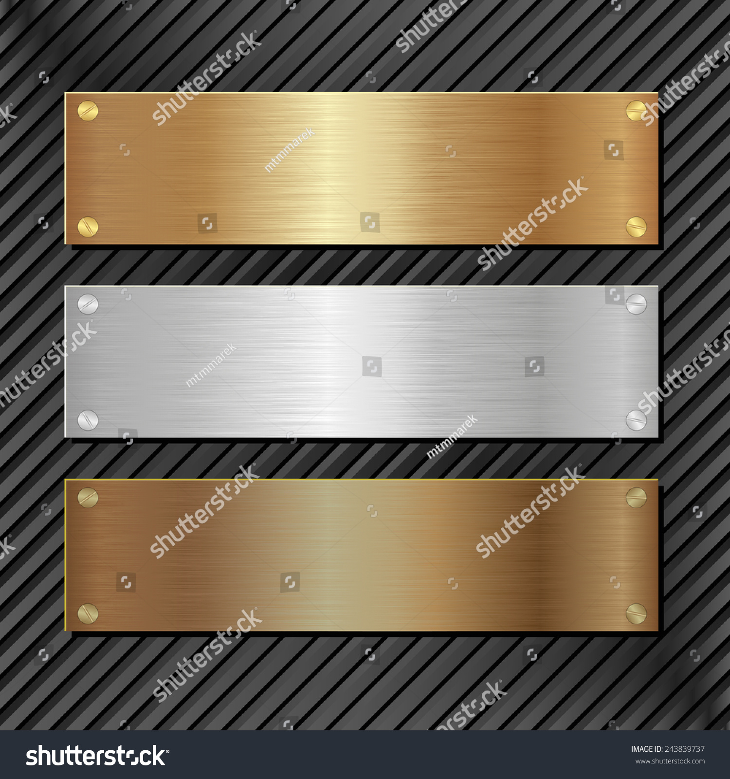 Three Metallic Banners On Black Background Stock Vector (Royalty Free ...