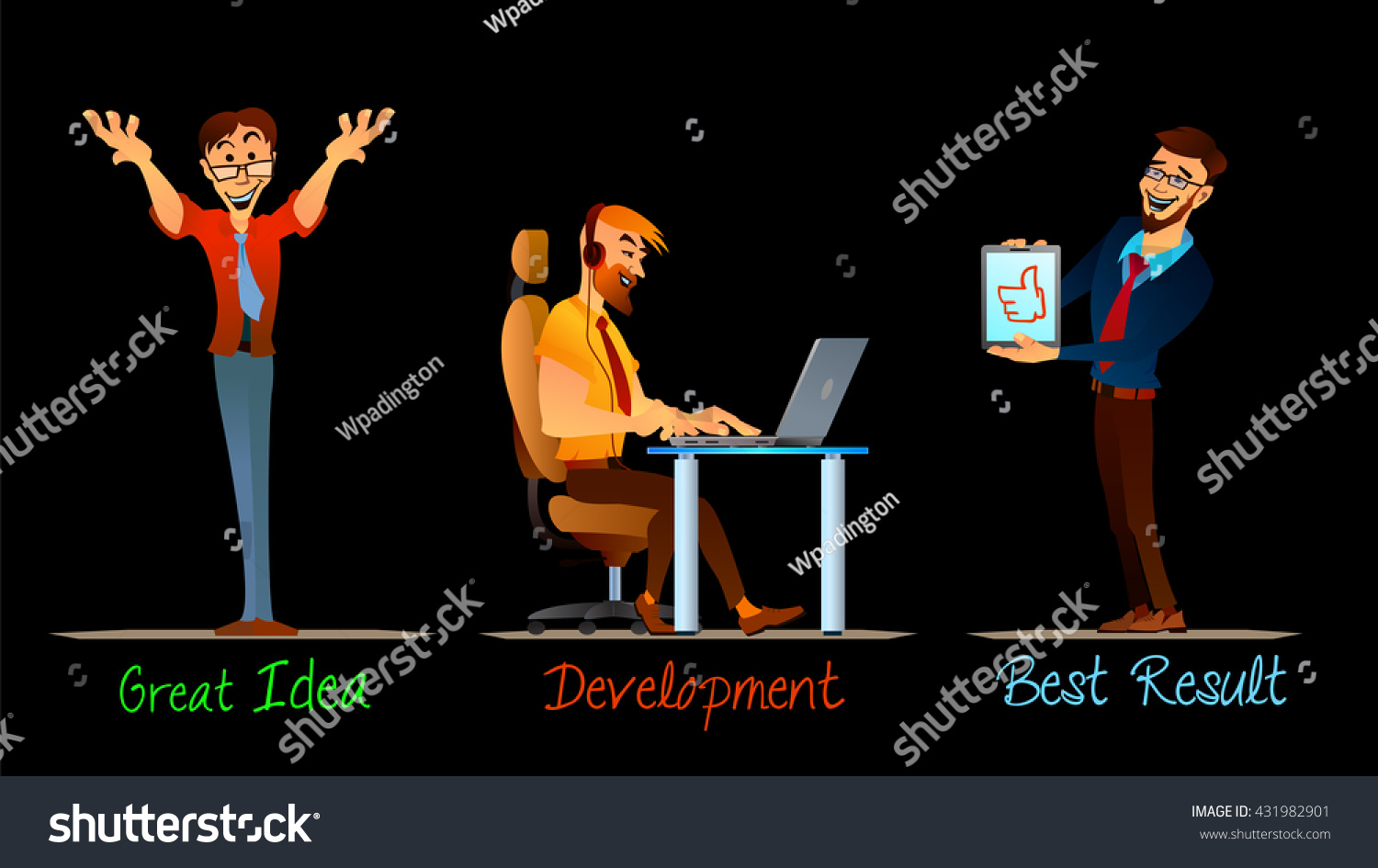 Three Office Workers On Their Work Stock Vector (Royalty Free ...