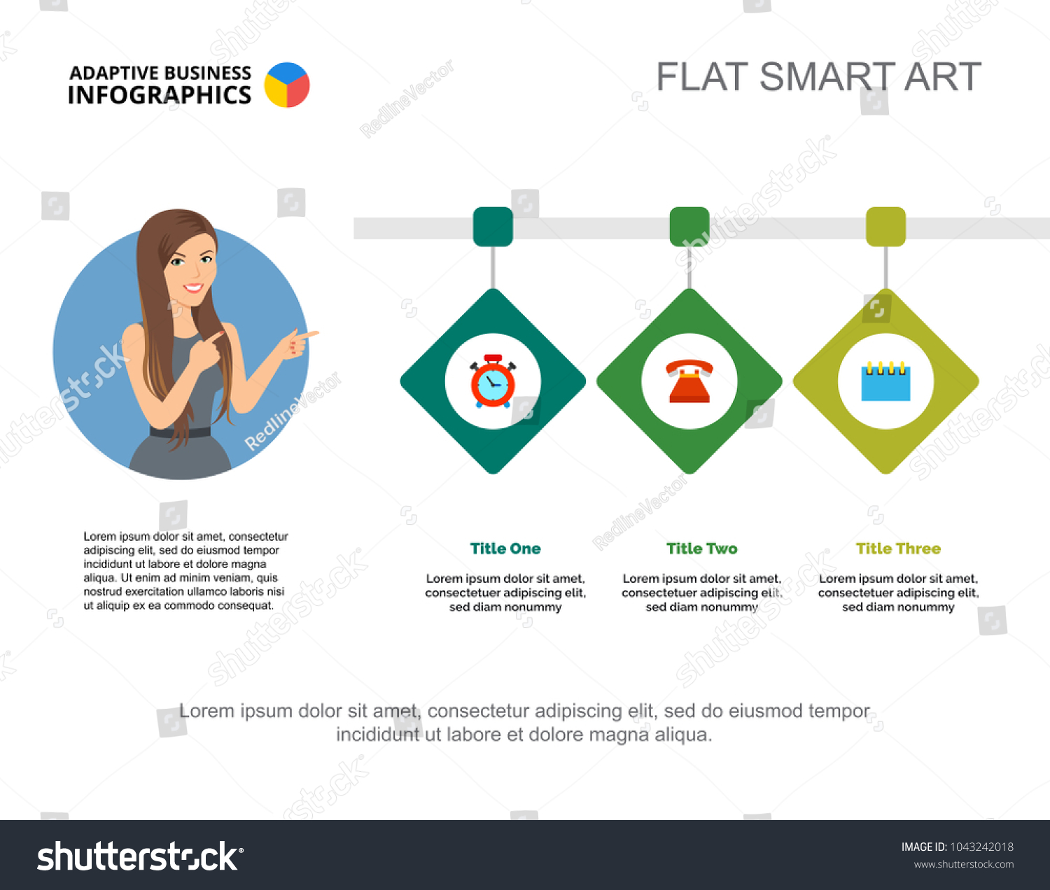 Three Options Process Chart Slide Template Stock Vector (Royalty Free ...