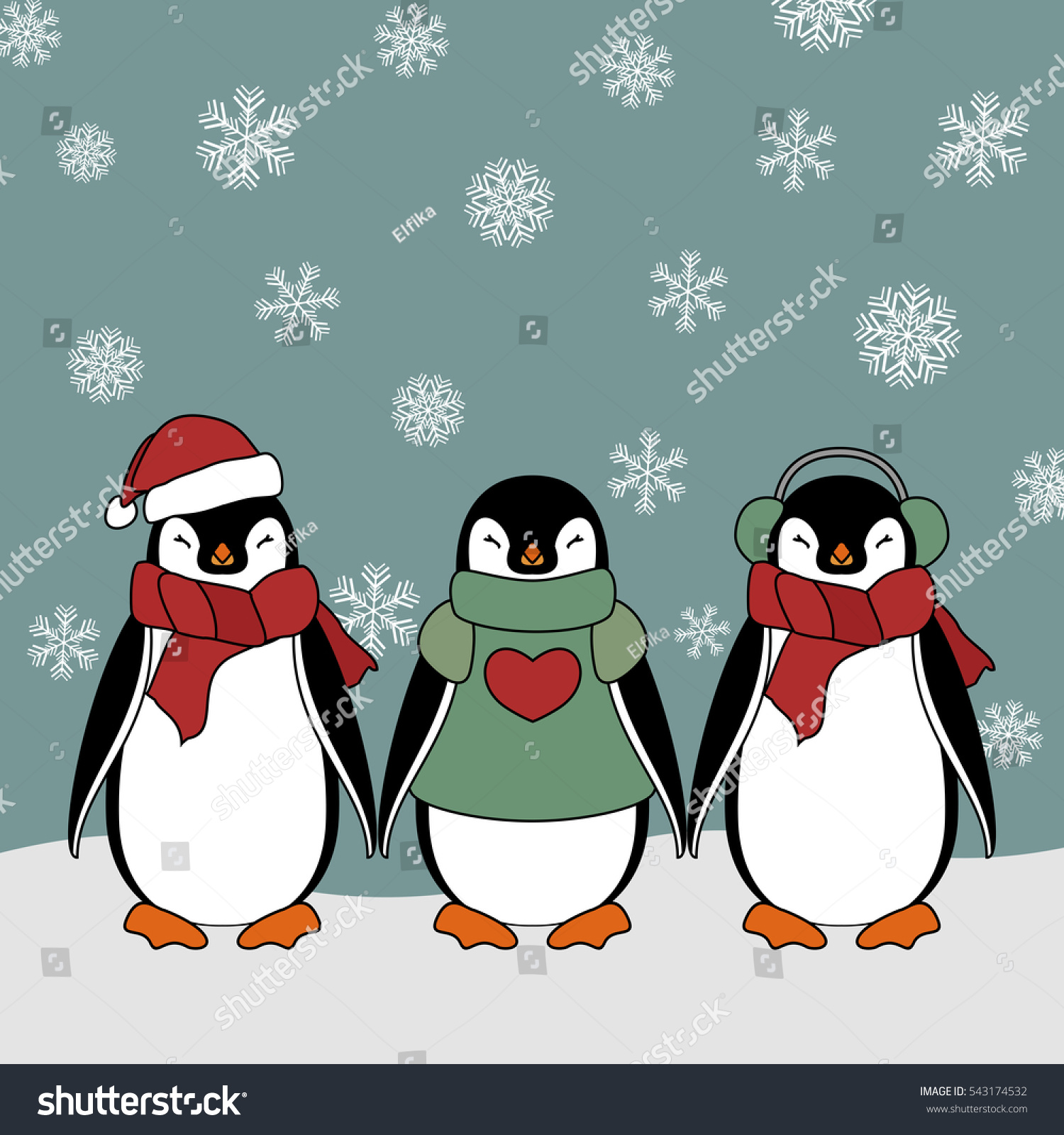 Three Penguins Stock Vector 543174532 - Shutterstock