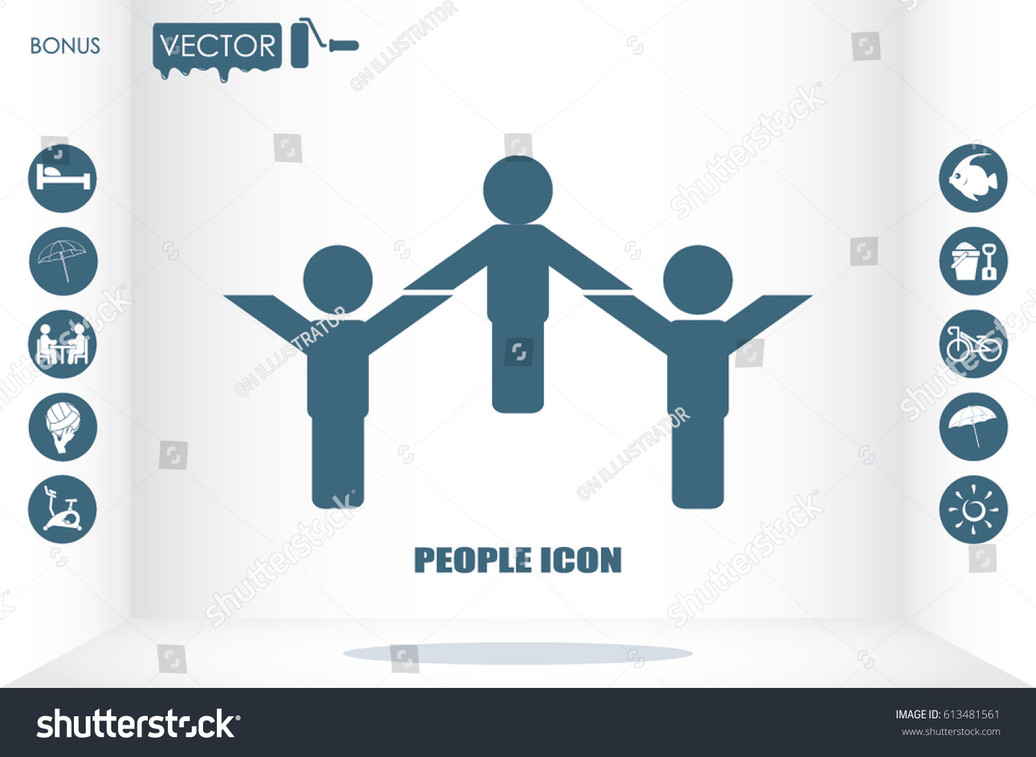 Three People Icon Vector Stock Vector (Royalty Free) 613481561 ...