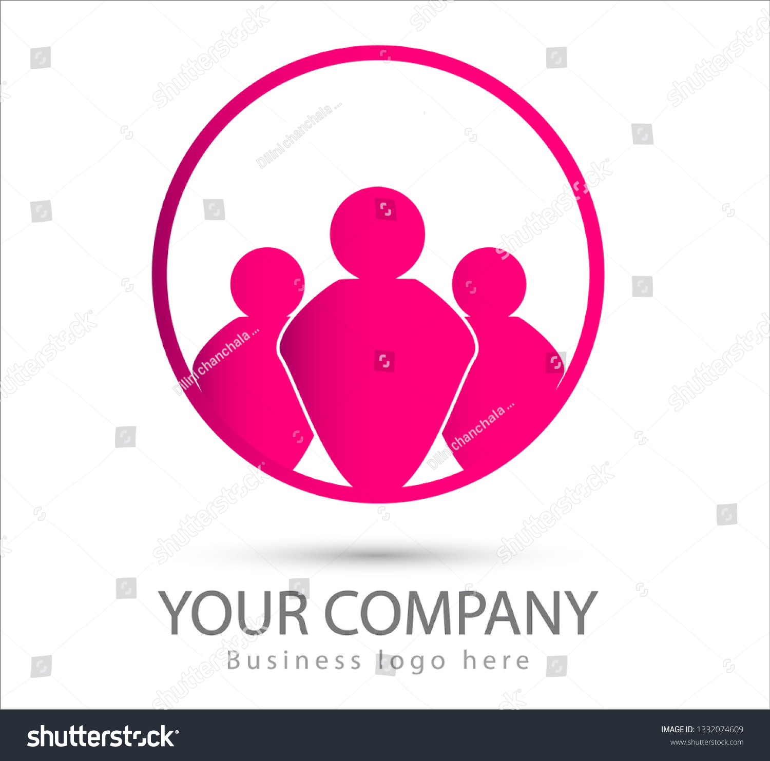 Three People Together Team Work Logo Stock Vector (Royalty Free) 1332074609