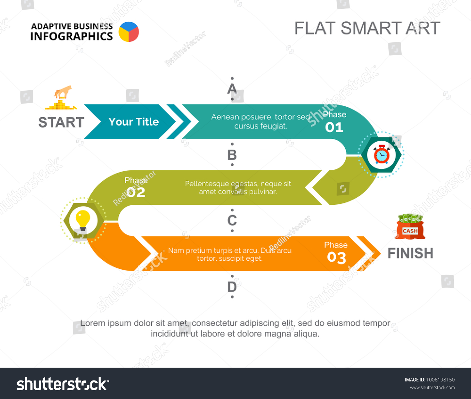 Three Phases Startup Slide Template Stock Vector (Royalty Free) 1006198150
