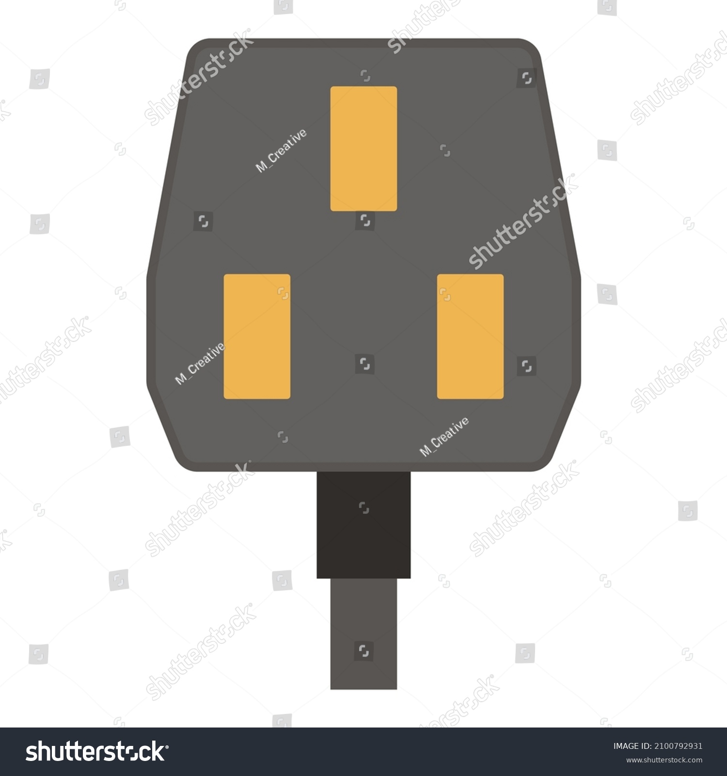 Three Pin Plug Flat Clipart Vector Stock Vector (Royalty Free) 2100792931