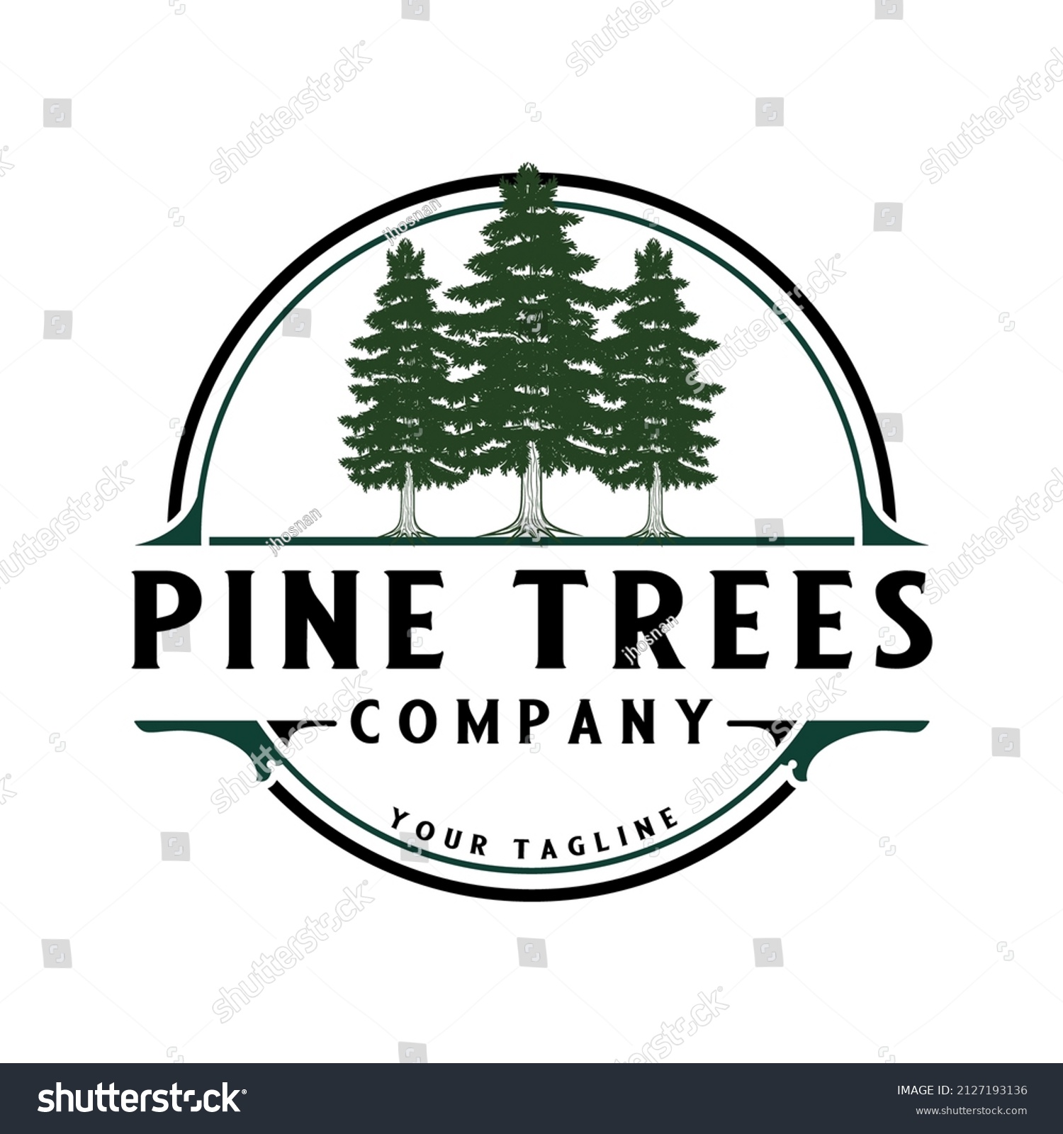 Three Pine Tree Logo Forest Illustration Stock Vector (Royalty Free ...