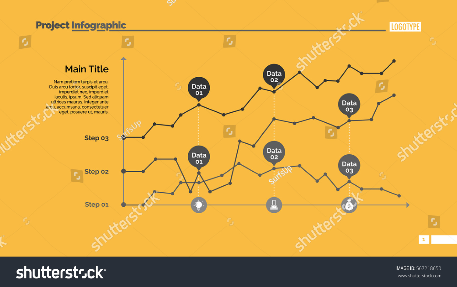Three Point Charts Slide Template 库存矢量图（免版税）567218650 | Shutterstock