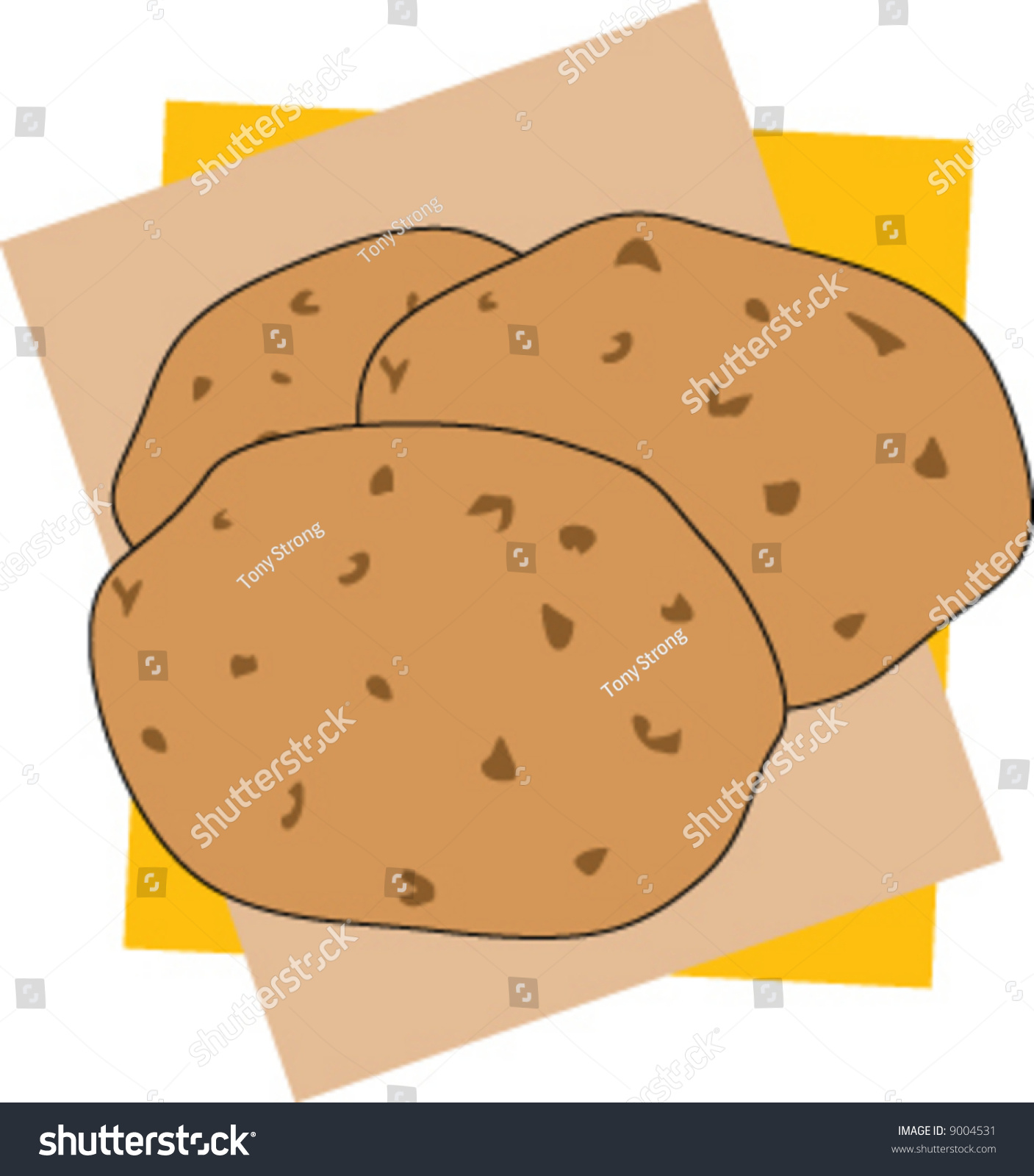 Three Potatoes On Brown Background Stock Vector (Royalty Free) 9004531 ...