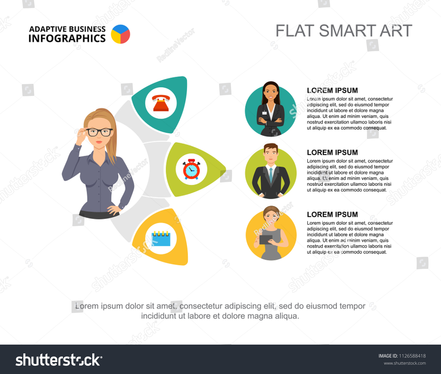 Three Principles Process Chart Template Presentation Stock Vector ...