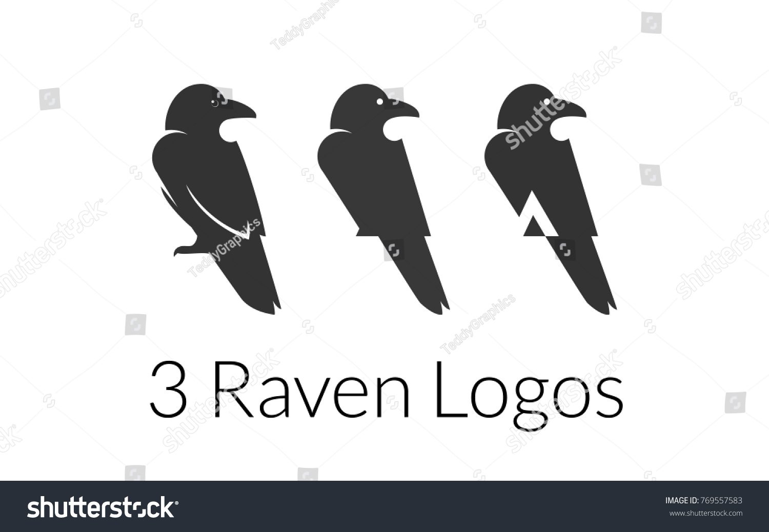 Tres plantillas de logotipo de Raven: vector de stock (libre de ...