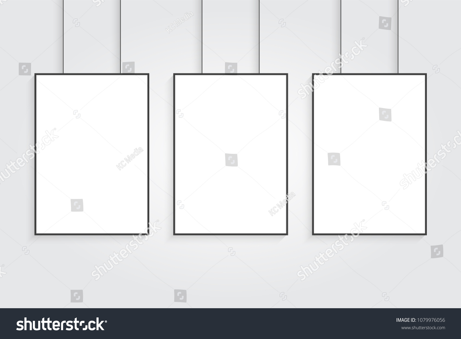 Three Realistic White Vector Poster Mockup Stock Vector (Royalty Free ...