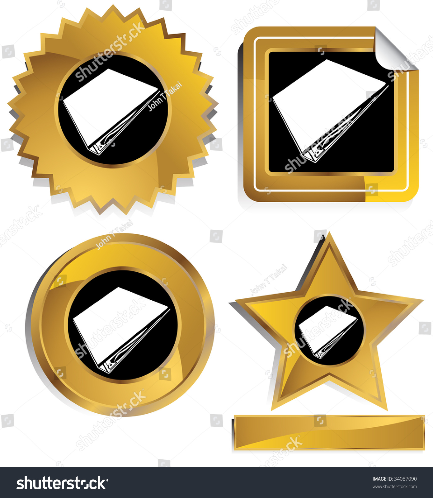 Three Ring Binder Icon Gold Frame Stock Vector (Royalty Free) 34087090 ...