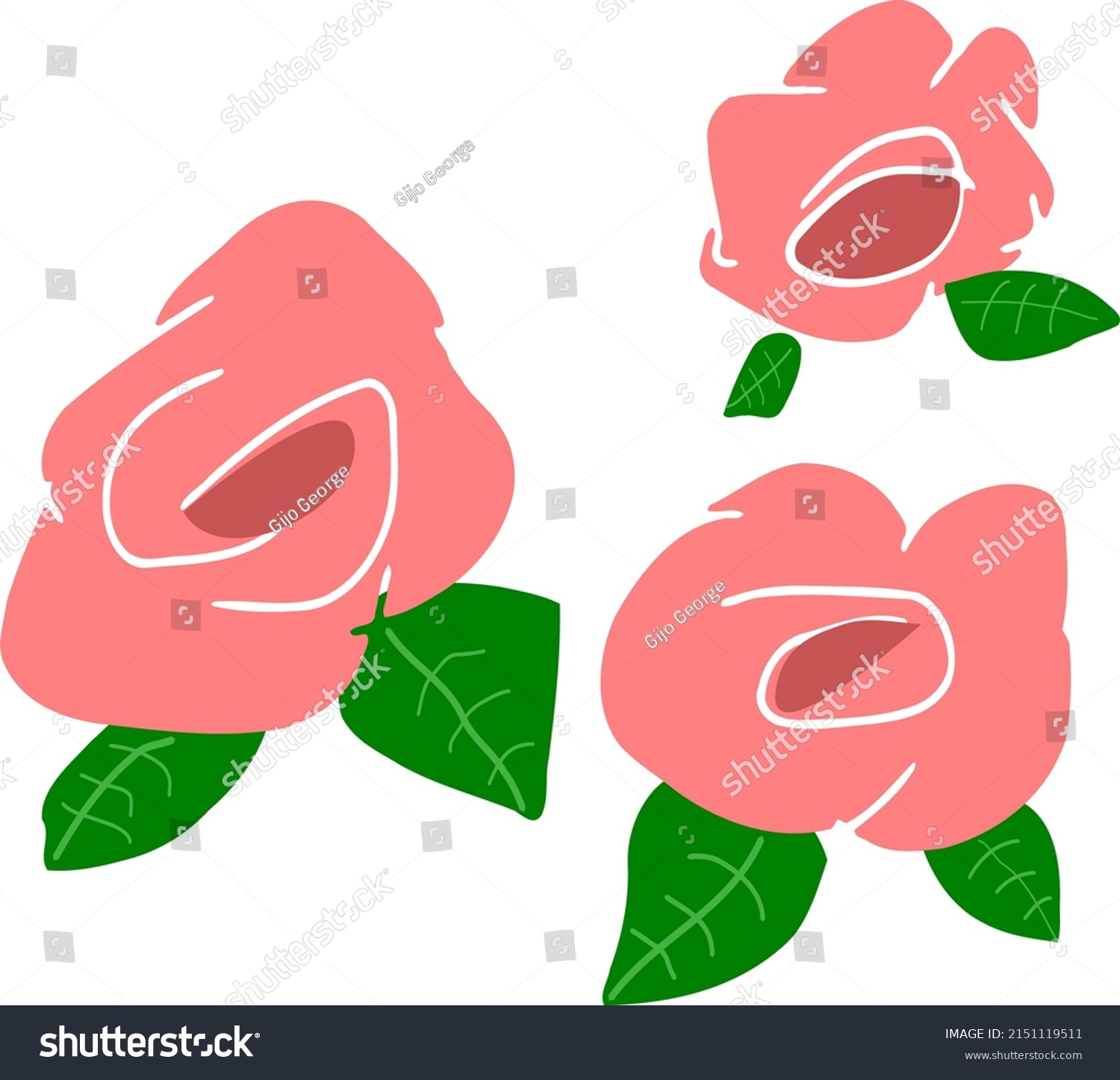 Three Rose Flowers Pattern Isolated Vector Stock Vector (Royalty Free ...