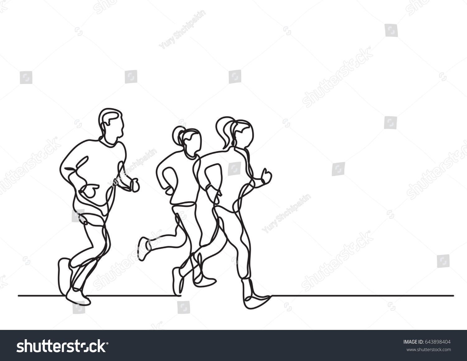 Three Runners Continuous Line Drawing Stock Vector (Royalty Free ...