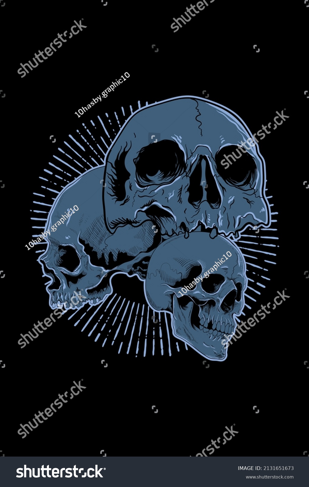 Three Skull Head Vector Illustration Stock Vector (Royalty Free ...