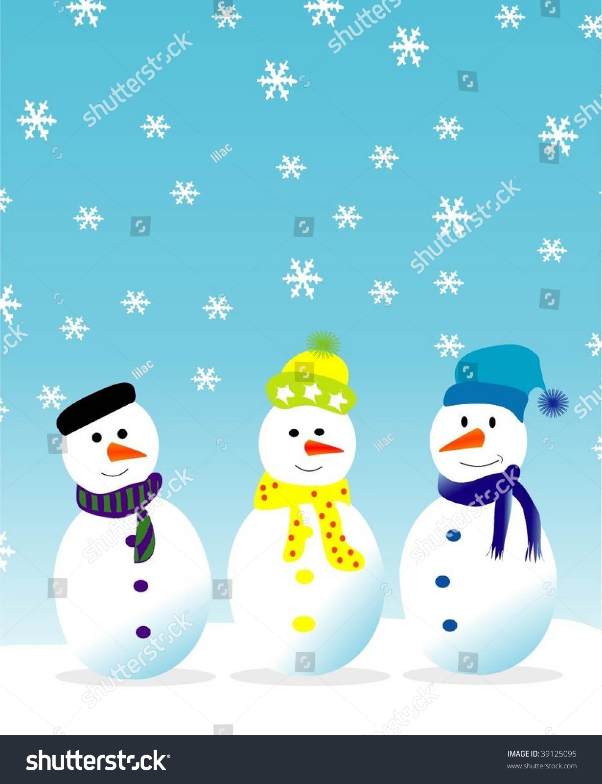 Three Snowmen Stock Vector (Royalty Free) 39125095 | Shutterstock