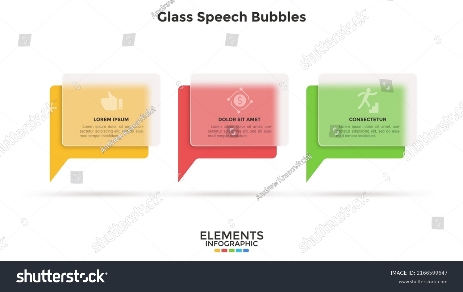Three Speech Bubbles Behind Translucent Rectangular Stock Vector ...