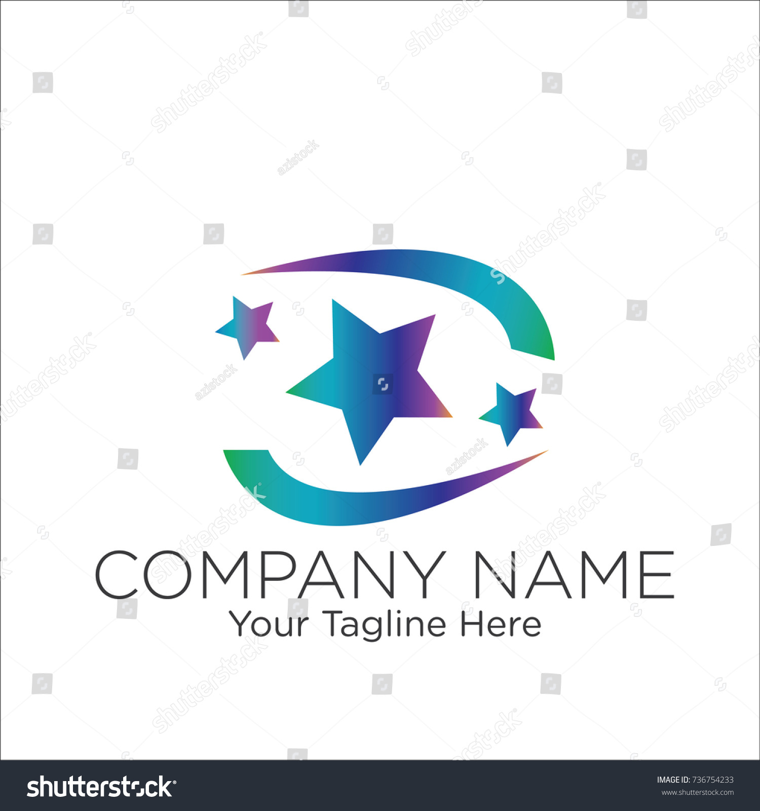 Three Star Logo Stock Vector (Royalty Free) 736754233