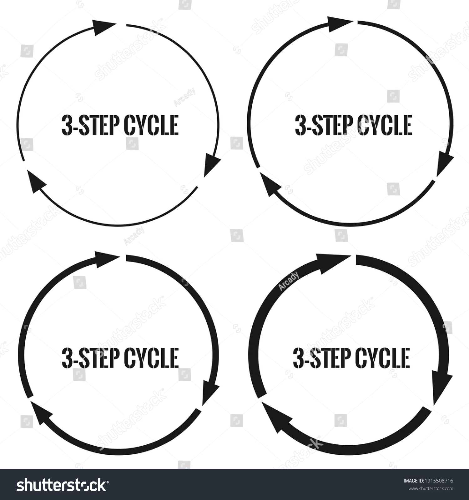 Vektor Stok Three Step Arrow Cycle Vector Diagrams (Tanpa Royalti ...
