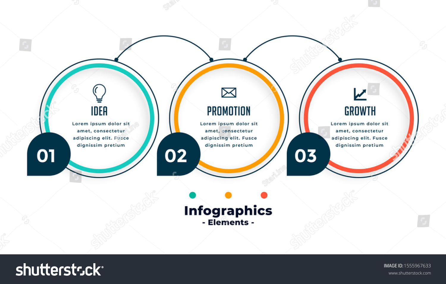 Three Steps Circle Line Infographics Template Stock Vector (Royalty ...