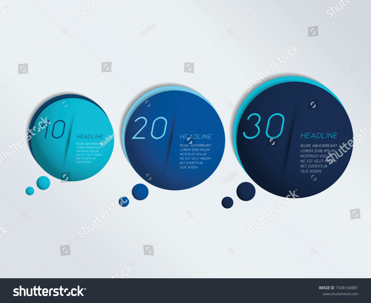 Three Steps Elements Bubble Chart Scheme Stock Vector (Royalty Free ...