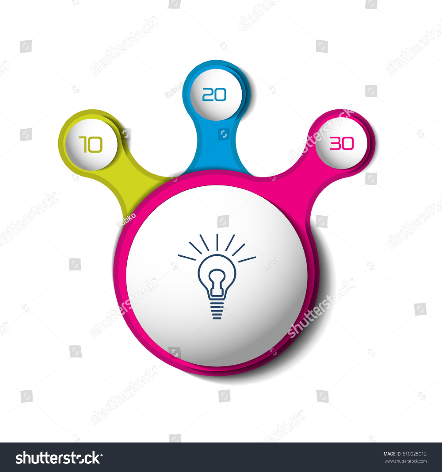 Three Steps Elements Bubble Chart Scheme Stock Vector (Royalty Free ...