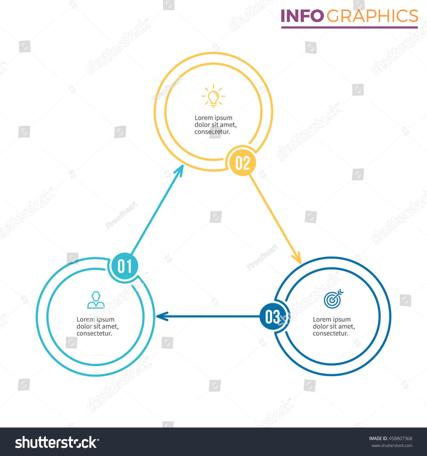 Three Steps Infographics Linear Diagram Chart: เวกเตอร์สต็อก (ปลอดค่า