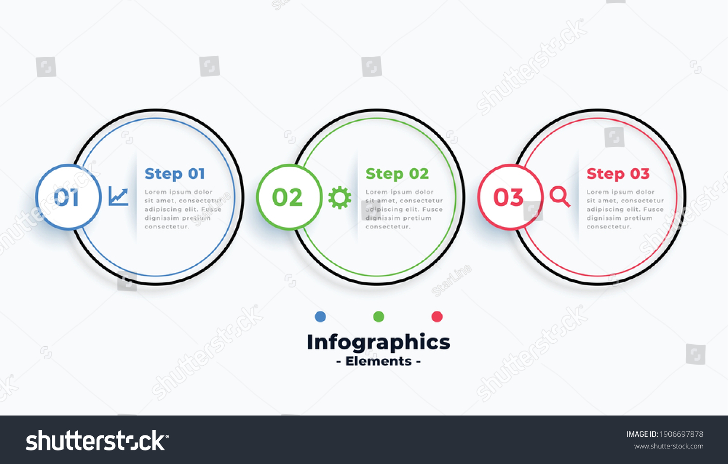 Three Steps Professional Circular Infographic Template Stock Vector ...