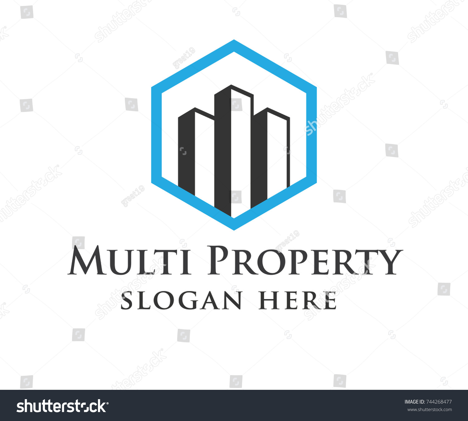 Three Tower Inside Polygon Logo Design: vector de stock (libre de ...