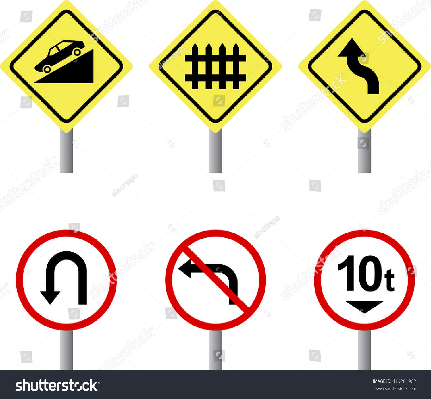 Three Traffic Signs Stock Vector (Royalty Free) 419261962