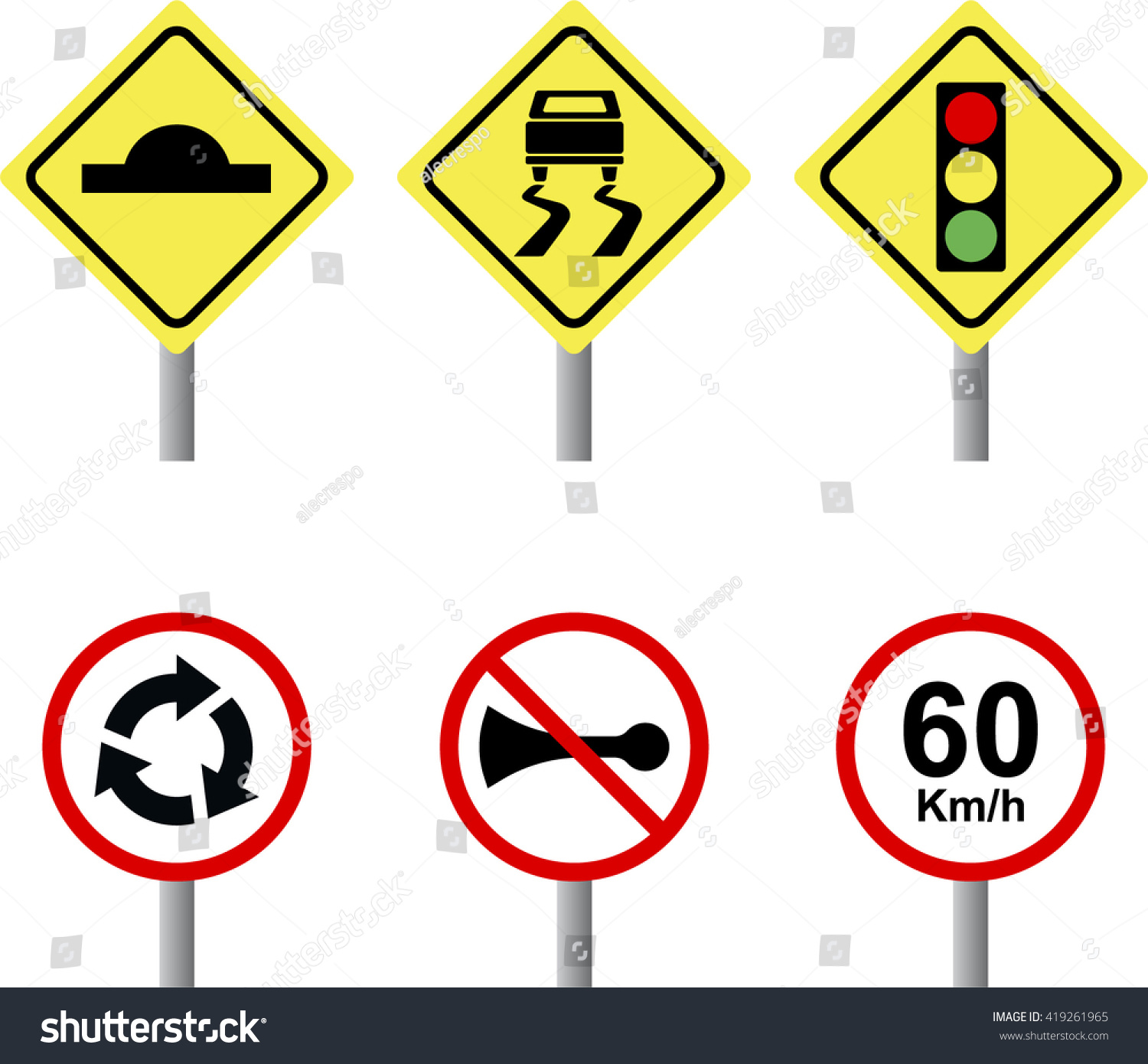 Three Traffic Signs Stock Vector (Royalty Free) 419261965 | Shutterstock