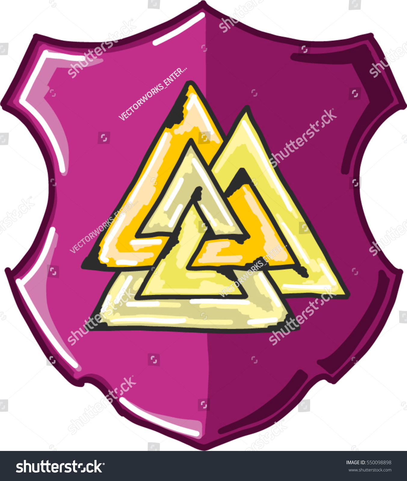 Three Triangles Shield Vector Illustration Clipart Stock Vector ...