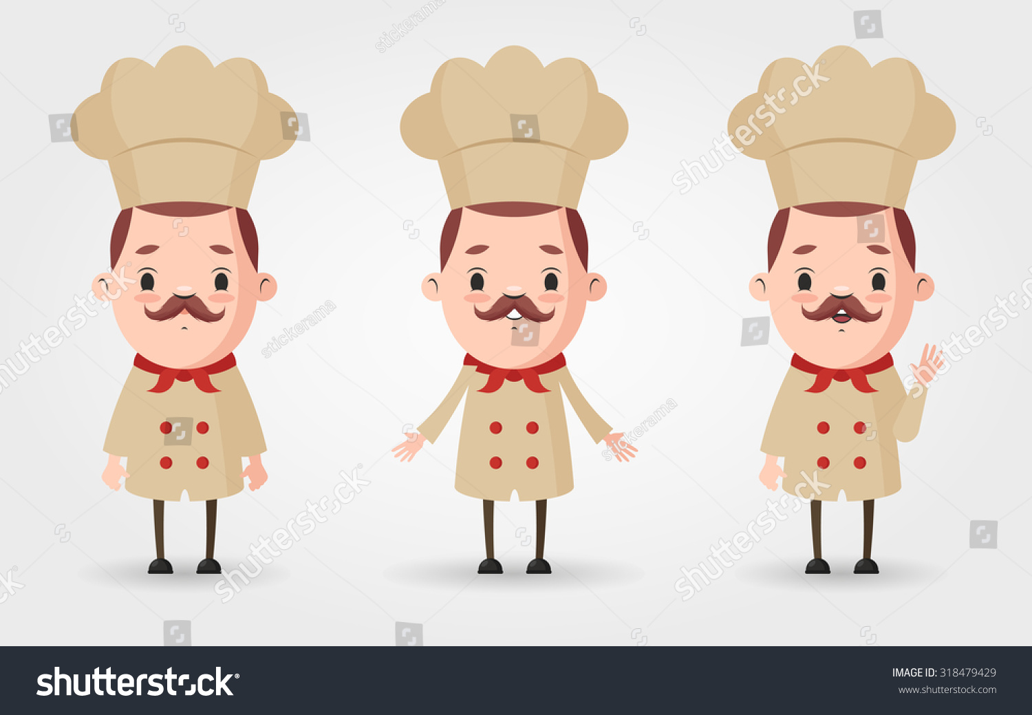 Three Vector Cartoon Cooks Stock Vector (Royalty Free) 318479429 ...