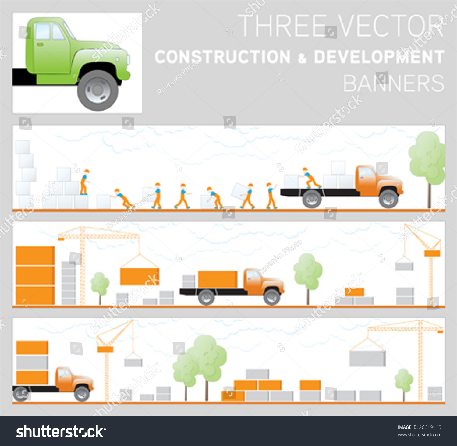 Three Vector Construction Development Banners Stock Vector (Royalty ...