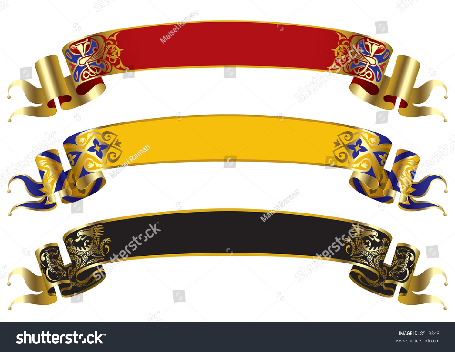 Three Vector Medieval Banners Stock Vector (Royalty Free) 8519848