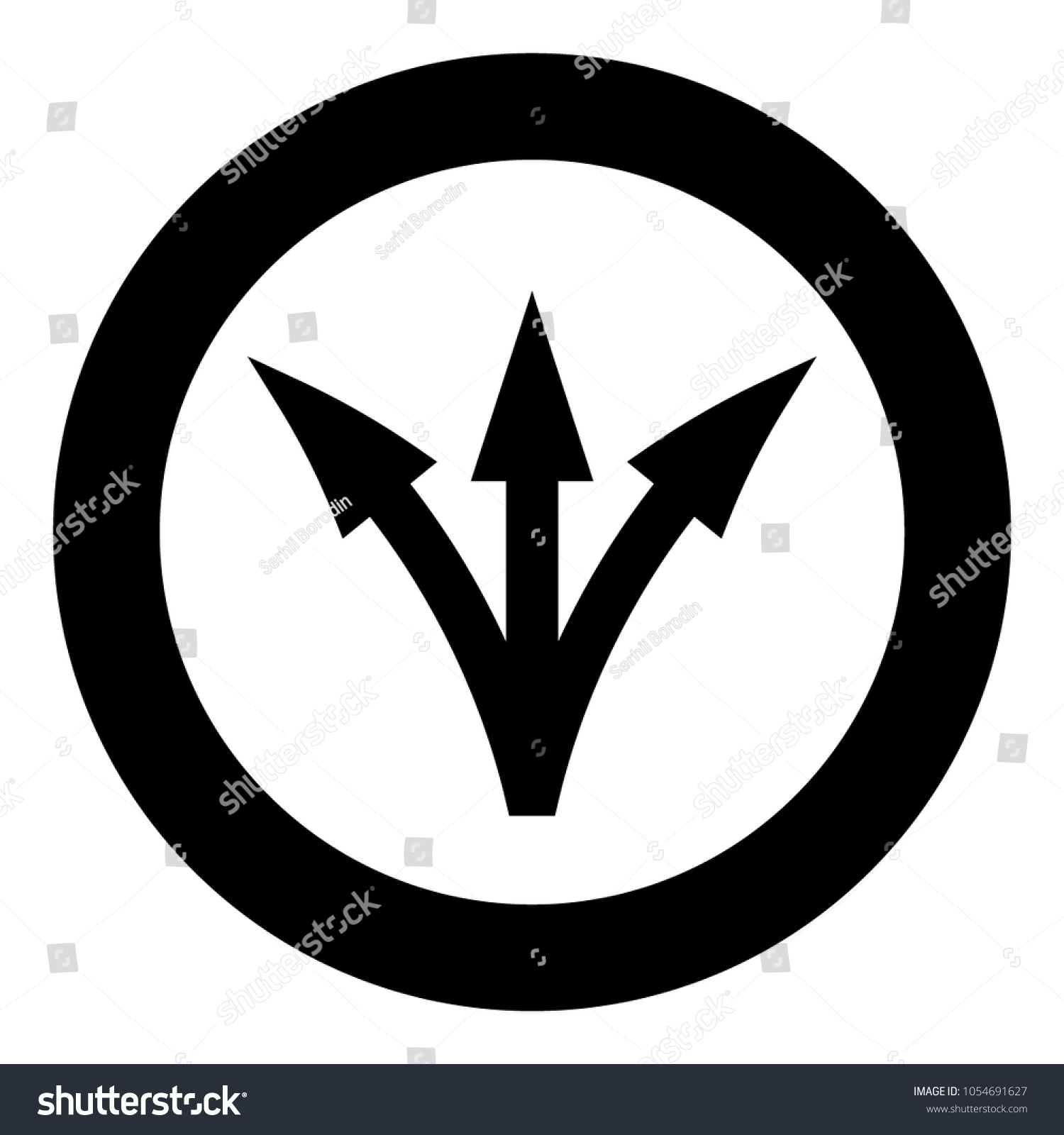 Three Way Direction Arrow Icon Black Stock Vector Royalty Free 1054691627