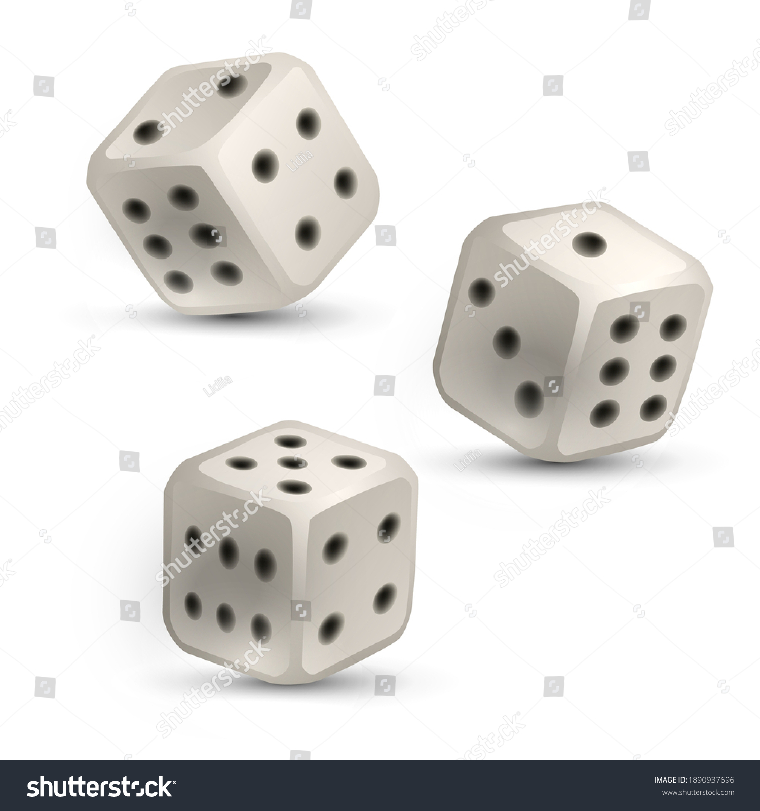 Three White Dice On White Background Stock Vector (Royalty Free ...
