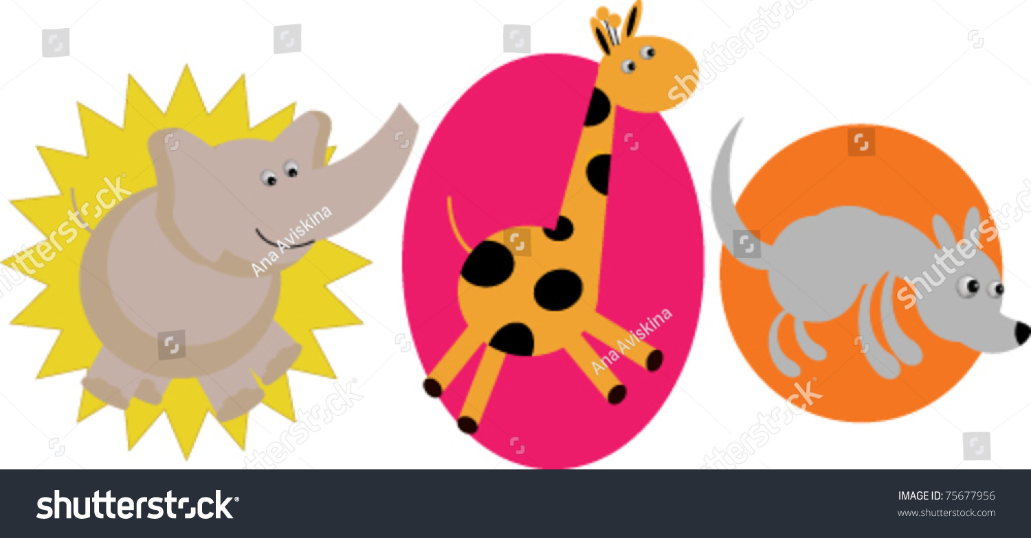 Three Wild Animals On Different Backgrounds Stock Vector (Royalty Free ...