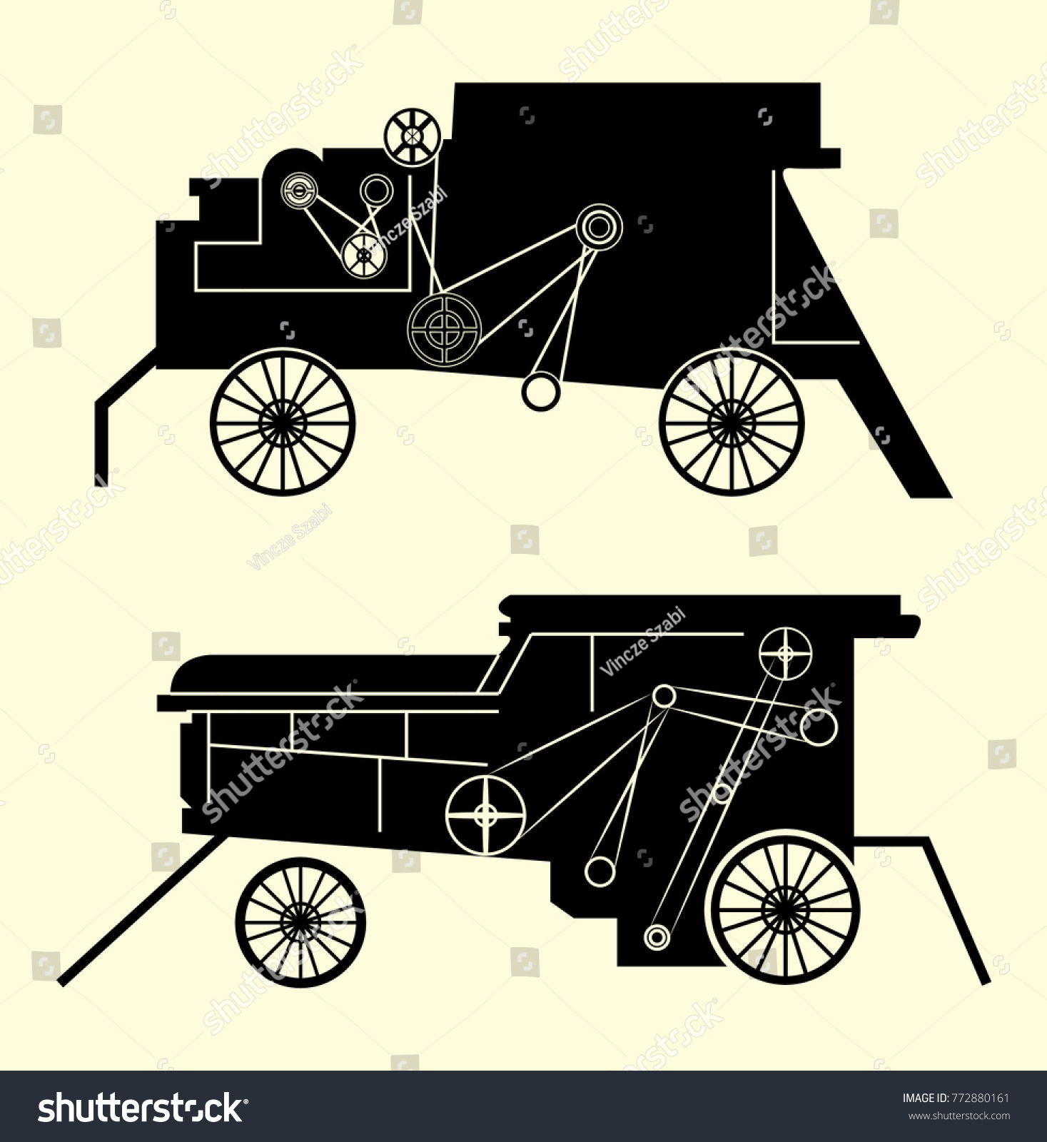 Threshingmachine Tresher Silhouette Stock Vector (Royalty Free) 772880161