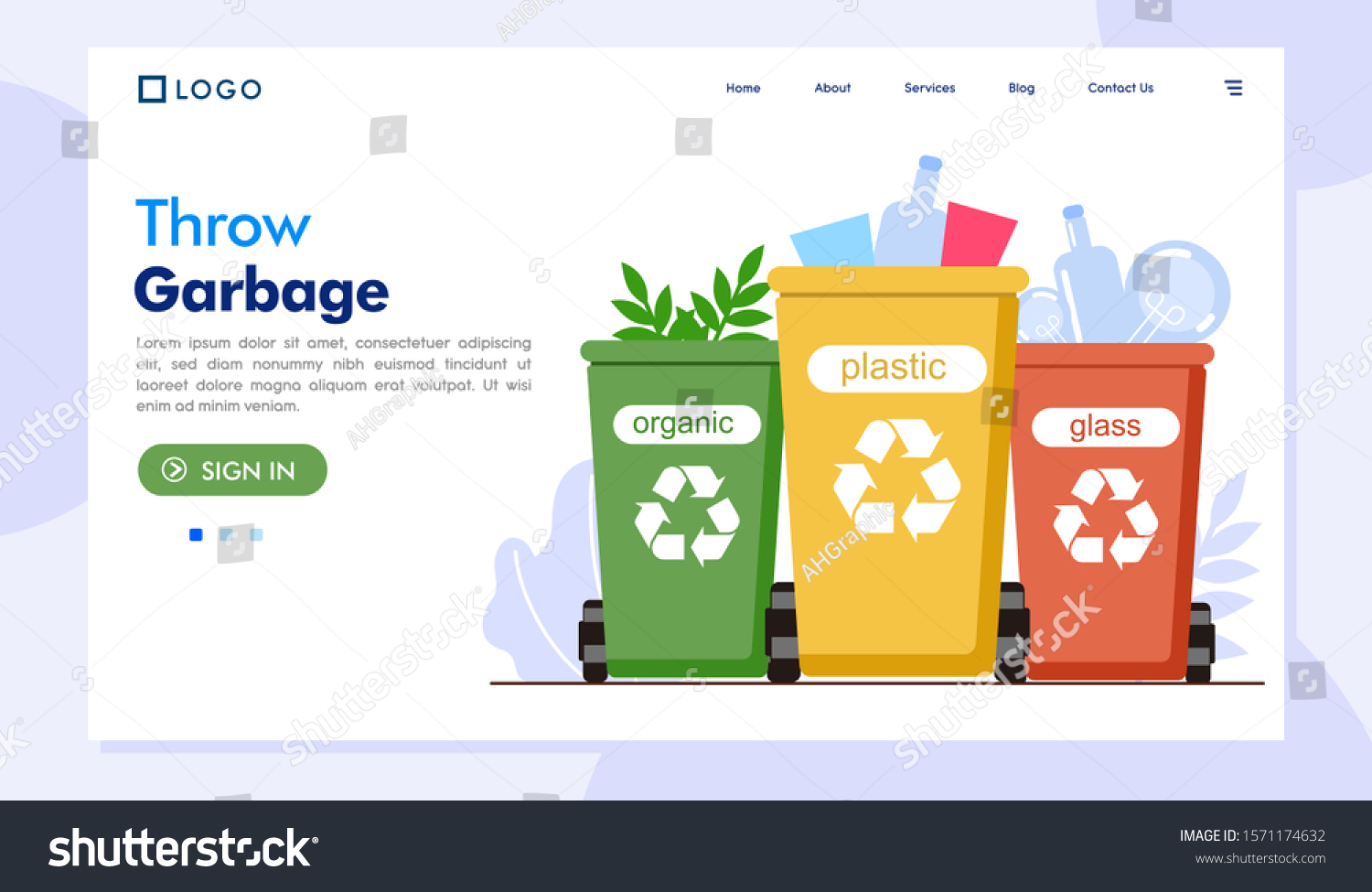 Throw Garbage Landing Page Website Vector: เวกเตอร์สต็อก (ปลอดค่า ...
